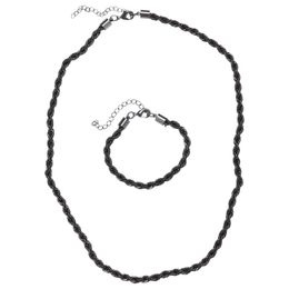Edelstahlkette Urban Classics "Urban Classics Damen Charon Intertwine Necklace And Bracelet Set", gunmetal, Halsketten, Damen, onesize, Eisen, Edelstahlkette