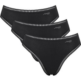 Sloggi Damen Tai-Slip "GO Crush", Gr. L, schwarz, Single Jersey, Obermaterial: 95% Baumwolle, 5% Elasthan, Unterhosen, hoher Beinausschnitt, Spitze,