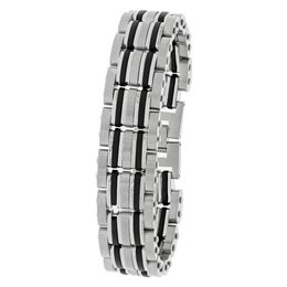 Lucardi Armband Herren Gr&ouml;&szlig;e Onesize schwarz / silber