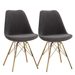 Wohnling 2er Set Esszimmerstuhl CARA WL7.140 grau