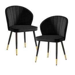 Wohnling 2er Set Esszimmerstuhl Samt WL6.951 schwarz