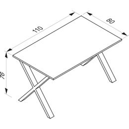 Vcm Premium Holz Esstisch H. 76 x B. 110 x T. 80 cm K&uuml;chentisch Speisetisch Tisch Xona X