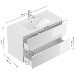 Posseik Badm&ouml;bel Limes & Waschtisch 100 cm 2 Greifraum SoftClose Ausz&uuml;ge Grafit