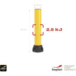 Boplan Rammschutz-Poller 125L, H&ouml;he 750 mm, Edelstahl-Platte, gelb