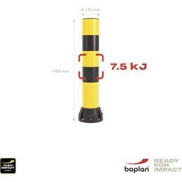Boplan Rammschutz-Poller 170B, H&ouml;he 1000 mm, gelb, 2 schwarze Streifen