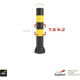Boplan Rammschutz-Poller 170B, H&ouml;he 1000 mm, schwarz, 2 gelbe Streifen
