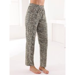 Dehnbund-Hose feel good, Damen, Gr. 20/21, Kurzgr&ouml;&szlig;en, gelb (sand, camel, bedruckt), 95% Baumwolle, 5% Elasthan, animal-print, gemustert, Hosen