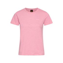 T-Shirt BOSS Orange "C_Esla", Damen, Gr. XL (42), lila (open lila 554), Single Jersey, Obermaterial: 100% Baumwolle, unifarben, Basic, regular fit normal, Rundhals, eng eingefasste Kante, Shirts T-Shirt, mit Rundhalsausschnitt