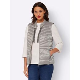 Steppweste Inspirationen, Damen, Gr. 44, grau (taupe), 58% Polyester, 42% Polyamid, unifarben, Westen Steppweste