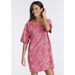 Vivance Dreams Sleepshirt mehrfarbig Gr. 36/38 f&uuml;r Damen. Rundhals und Print, Allover-Druck. Loose Fit. Nachhaltig.