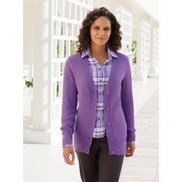Cardigan Casual Looks, Damen, Gr. 38, lila, 50% Baumwolle, 50% Polyacryl, unifarben, Strickjacken