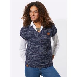 Pullunder Casual Looks "Pullunder", Damen, Gr. 44, blau (marine, meliert), 54% Baumwolle, 46% Polyacryl, gemustert, mehrfarbig, meliert, Pullover Pullunder