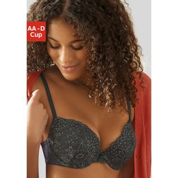 Push-up-BH Vivance, Damen, Gr. 70, Cup D, gr&uuml;n (schwarz forest), Microtouch, Obermaterial: 60% Polyamid, 35% Polyester, 5% Elasthan, BHs Push-up-BH, rundherum mit floraler Spitze, Dessous