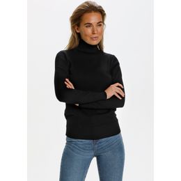 Rollkragenpullover Saint Tropez "J2046, MilaSZ Rollneck", Damen, Gr. S, schwarz, Strick, Obermaterial: 80% Viskose, 20% Polyamid, normal, Rundhals, Rippb&uuml;ndchen, Pullover Rollkragenpullover, Feinstrick mit Viskose, Classic fit