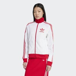 Trainingsjacke adidas originals "CLASSIC TT", Damen, Gr. XL, rot (weiß, better scarlet), Obermaterial: 52% Baumwolle, 48% Polyester, normal, Jacken Trainingsjacke