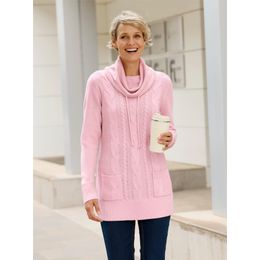 Longpullover Classic Basics "Longpullover", Damen, Gr. 44, lila (hortensie), 100% Polyacryl, gemustert, unifarben, Pullover Longpullover