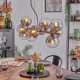 hofstein Gastor Pendelleuchte Glas 15 cm Klar, Rauchfarben, 10-flammig