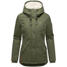Winterjacke Marikoo "Bikoo", Damen, Gr. L (40), grün (helloliv), Oberstoff: 100% Baumwolle; Futter: 100% Polyester; Wattierung: 100% Polyester; Ärmelfutter: 100% Polyester, figurumspielend hüftbedeckend, hoch geschlossener Ausschnitt, Ärmel ohne Ärmelschlitz Rippstrickbündchen, Jacken Winterjacke, sportliche Damen Outdoor Baumwolljacke mit Kapuze, Topseller