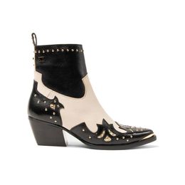 Lazamani Leder-Stiefeletten in Creme/ Schwarz - 49% | Gr&ouml;&szlig;e 40 | Stiefeletten