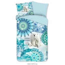 HIP Flanell-Bettw&auml;sche-Set "Seppo" in Hellblau - 59% | Gr&ouml;&szlig;e 140x220 cm | Bettwaesche-bettwaren