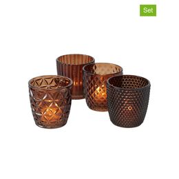 Boltze 4er-Set: Windlichter "Marilu" in Braun - (H)8 x Ø 7 cm - 36% | Kerzen-vasen