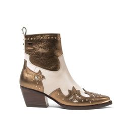 Lazamani Leder-Stiefeletten in Creme/ Gold - 51% | Gr&ouml;&szlig;e 36 | Stiefeletten