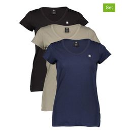 G-Star Raw G-Star 3er-Set: Shirts in Dunkelblau/ Oliv/ Schwarz - 44% | Gr&ouml;&szlig;e L | Damen-tops