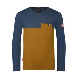 Trollkids Longsleeve "Bergen" in Hellbraun/ Dunkelblau - 19% | Gr&ouml;&szlig;e 116 | Kinder-longsleeves