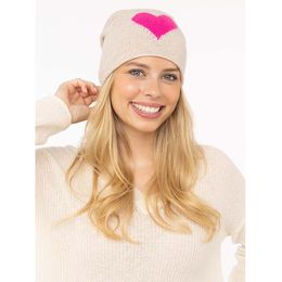 Zwillingsherz Kaschmir-Beanie in Beige/ Pink - 38% | Damen-muetzen-caps
