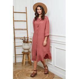 Fleur de Lin Leinen-Kleid in Rostrot - 85% | Gr&ouml;&szlig;e XXL | Damen-kleider