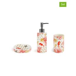 EXCELSA 3tlg. Waschbecken-Set "Coral" in Rot/ Gelb - 62% | Badezimmer-accessoires