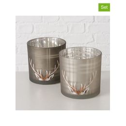 Boltze 2er-Set: Windlichter "Aspen" in Braun/ Grau - (H)14,8 cm - 44% | Kerzen-vasen