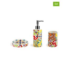 EXCELSA 3tlg. Waschbecken-Set "Lisbona" in Bunt - 62% | Badezimmer-accessoires