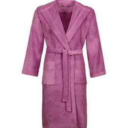 Unisex-Bademantel Vossen "Vegan Life, ideal f&uuml;r Sauna & Spa, Hotelbademantel, Morgenmantel" Gr. L, lila (schwarzberry), L:120cm, Webfrottier, Hausm&auml;ntel, f&uuml;r Damen & Herren, mit Kapuze, VEGAN
