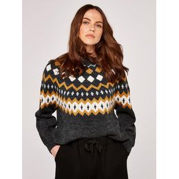 Apricot Pullover in Anthrazit/ Gelb - 58% | Größe L | Damen-pullover-cardigans