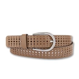 Bernd G&ouml;tz Lederg&uuml;rtel BERND G&Ouml;TZ, Damen, Gr. 105, braun (cappuccino), Leder, unifarben, G&uuml;rtel Lederg&uuml;rtel, mit stylischem Rasterdesign