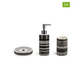 EXCELSA 3tlg. Waschbecken-Set "Etnico" in Schwarz/ Weiß - 62% | Badezimmer-accessoires