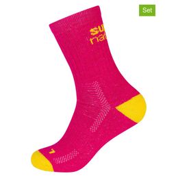 super.natural 2er-Set: Funktionssocken in Pink/ Gelb - 42% | Gr&ouml;&szlig;e 39-42 | Damen-outdoor-ausruestung