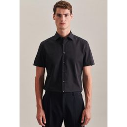 Businesshemd Seidensticker "Schwarze Rose", Herren, Gr. XXL (45), normale &Auml;rmell&auml;ngen, schwarz, 100% Baumwolle, unifarben, tailored fit, gerader Abschluss, Hemden, Shaped 1/2 Kentkragen Uni