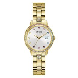 Guess Uhr - Tages-/Datumsuhr Gd Three Of Hearts - Gr. unisize - in Gold - f&uuml;r Damen