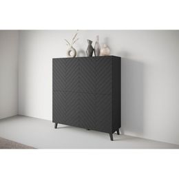 Inosign Highboard »PHUKET« 1 Stk. tlg. moderne Kommode mit 4 Türen und 8 Fächern, Breite 120 cm graphite schwarz matt/MDF