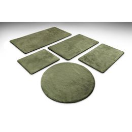 WECON HOME BASICS Badematte &raquo;Emil&laquo; H&ouml;he 25 mm waschbar, rutschfest, strapazierf&auml;hig, pflegeleicht und super weich oliv gr&uuml;n rechteckig ( &Oslash; 90 cm)