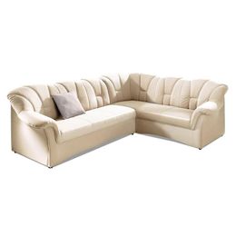 DOMO collection Ecksofa &raquo;Papenburg B/T/H: 242/190/84 cm L-Form&laquo; wahlweise mit Bettfunktion, Langer Schenkel links oder rechts creme