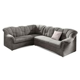 DOMO collection Ecksofa &raquo;Papenburg B/T/H: 242/190/84 cm L-Form&laquo; wahlweise mit Bettfunktion, Langer Schenkel links oder rechts grau