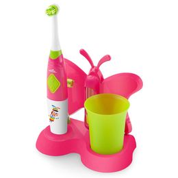 2THETA ETA Elektrische Kinderzahnb&uuml;rste &raquo;Zubnicka, 129490070&laquo; 2 Stk. Aufsteckb&uuml;rsten rosa/gr&uuml;n 2x AAA Batterie (Nicht im Lieferumfang enthalten)