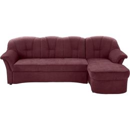 DOMO collection Ecksofa »Papenburg, zeitlose Rückensteppung, elegante Formensprache, L-Form« in großer Farbvielfalt, wahlweise mit Bettfunktion beere