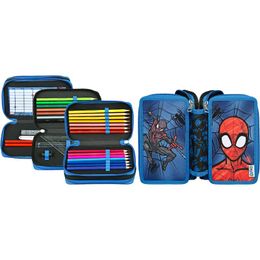 Scooli Federm&auml;ppchen &raquo;Tripledecker, Spider-Man&laquo; bef&uuml;llt, inklusive Geodreieck Spinder Man