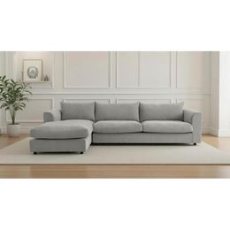 LeGer Home by Lena Gercke Ecksofa &raquo;Avelina&laquo; Breite 297 cm, in Cord- und Chenille- Stoff, R&uuml;ckenkissen mit Federn grau 100% Polyester