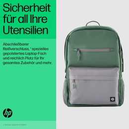 HP Notebook-Rucksack &raquo;Campus (gr&uuml;n)&laquo; grau/gr&uuml;n F&uuml;r noch mehr Schutz schwebt das gepolsterte Laptopfach frei und liegt nicht auf dem Boden auf.