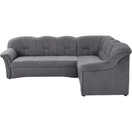 DOMO collection Ecksofa &raquo;Papenburg B/T/H: 242/190/84 cm L-Form&laquo; wahlweise mit Bettfunktion, Langer Schenkel links oder rechts grau